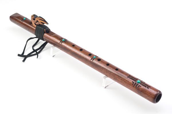 Wooden Flute | High Spirits Red Tail Hawk, "G" - Walnut with Turquoise ...